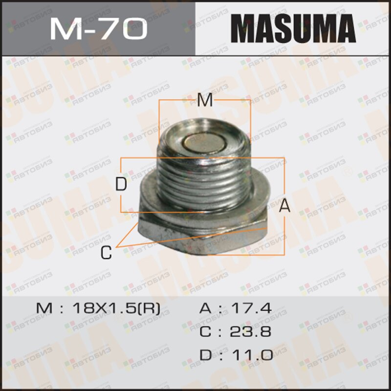 Болт маслосливной A/T С МАГНИТОМ MASUMA (с шайбой) Toyota ALLEX.NZE124 ...