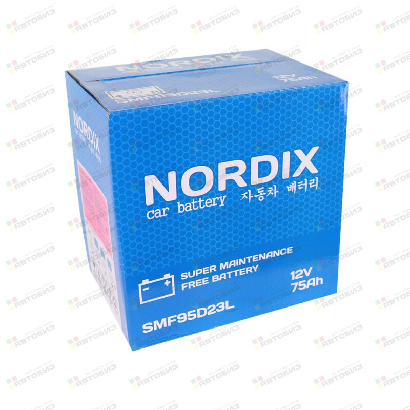 АКБ NORDIX 75 Ah L(обр) ССА 650А 232*175*225 необслуж. (1/72 ...