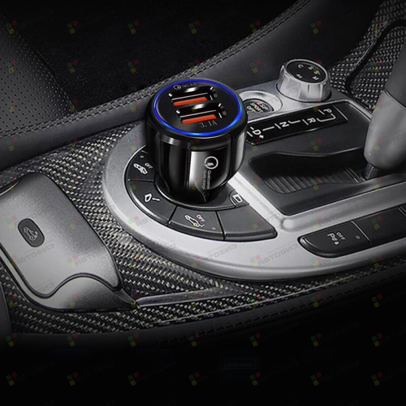 Разветвитель гнезда прикуривателя /черный/, 2 USB, 3,1А, быстрая зарядка 3,0 SY-681: купить в ...