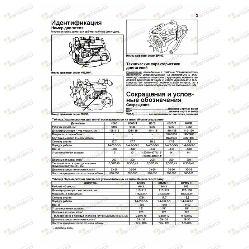 Hino двигатели H06, H07, EH700, EP100. Уст-сь на: Hino Ranger ...